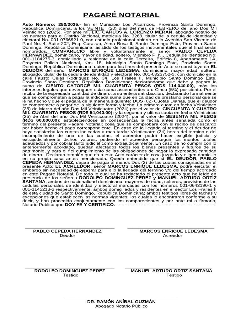 PAGARE NOTARIAL | PDF | Pagos