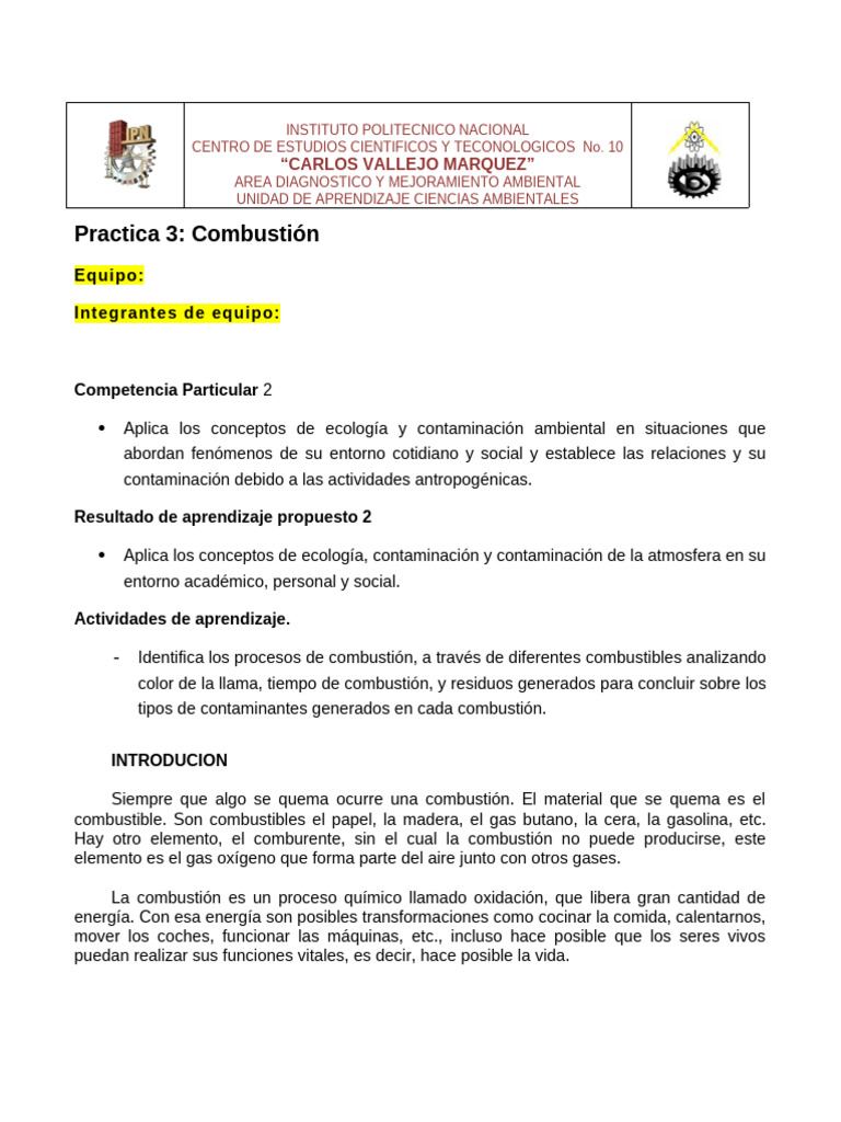 Practica 3-Combustion | PDF | Combustión | Propano