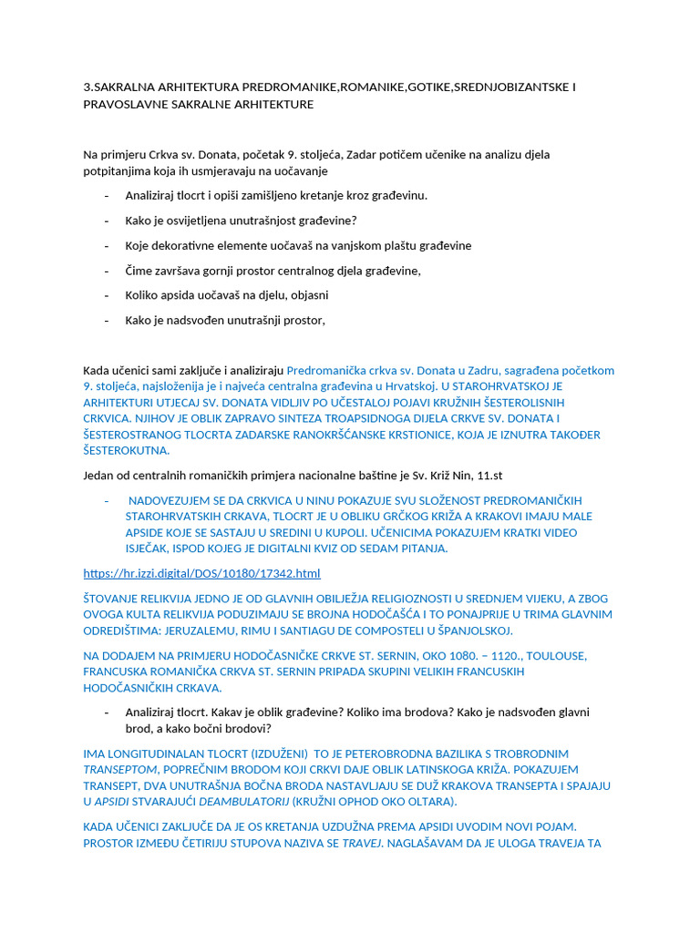 3.3. Sakralna Arhitektura Predromanike, Romanike, Gotike ...
