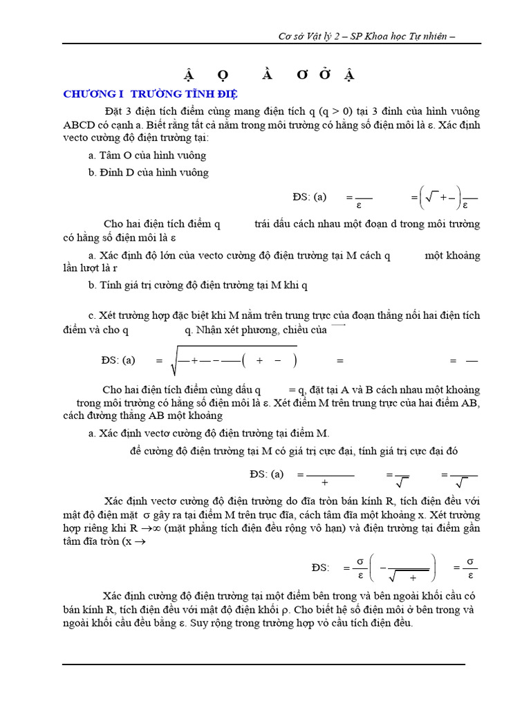 0-BT Hoc Phan Co So Vat Ly 2 | PDF