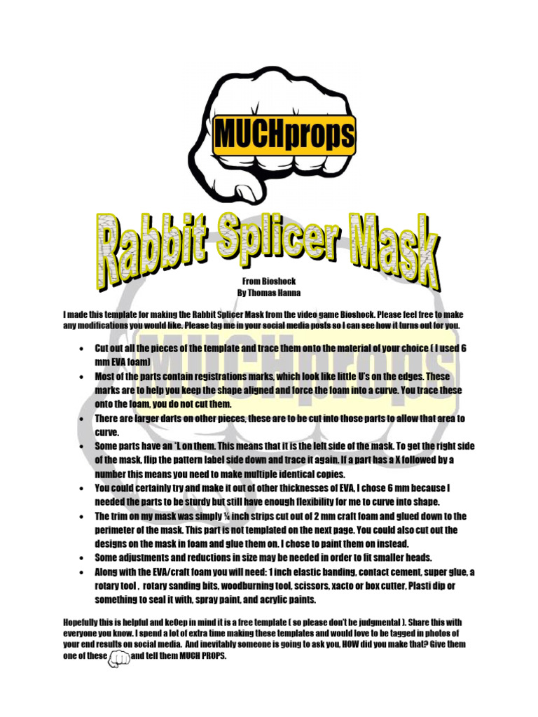 Rabbit Splicer Mask Template | PDF