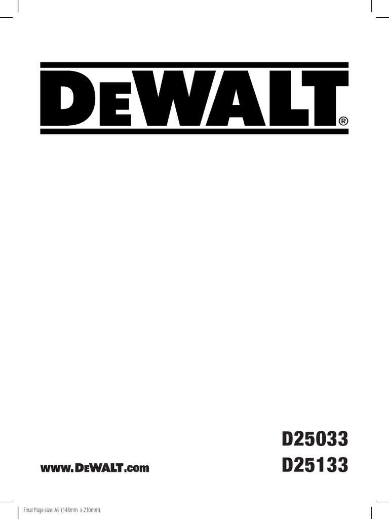 DeWalt D25033 D25133 Instructions Manual Multilingual | PDF | Drill ...