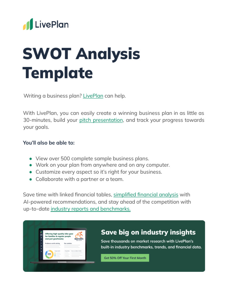 LivePlan—SWOT+Analysis+Template | PDF