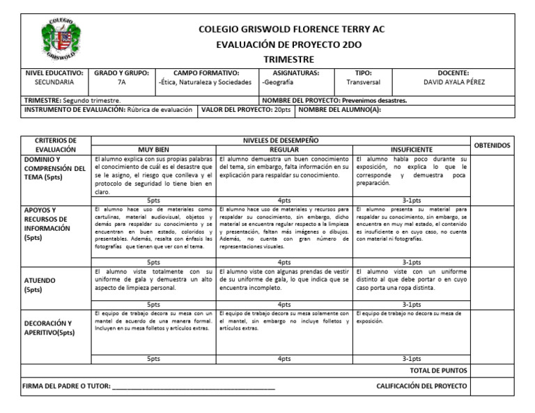 RUBRICA PROYECTO 7A 2DO TRIM | PDF | Conocimiento | Rúbrica (Académica)