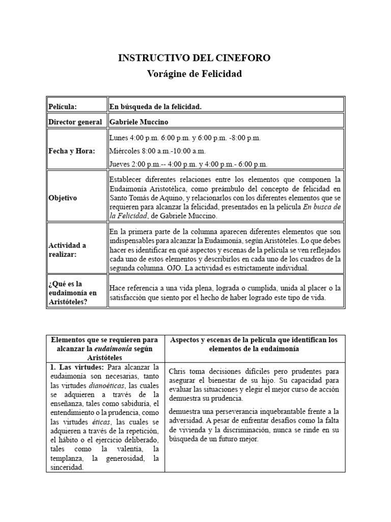Instructivo Cineforo Lina Gómez | PDF | Virtud | Felicidad