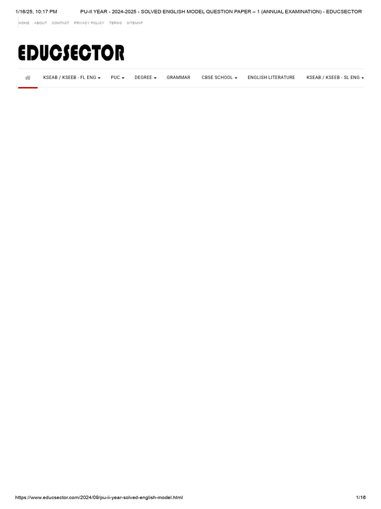 2025 2nd PUC English Model Paper | PDF | Cream | Diabetes