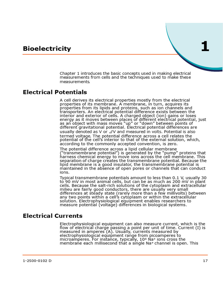 Bioeletricidade | PDF | Membrane Potential | Electrophysiology