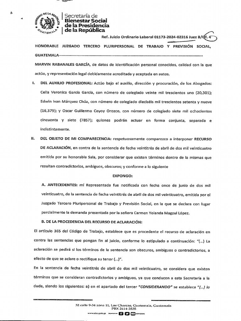 Recurso de Aclaracion | PDF