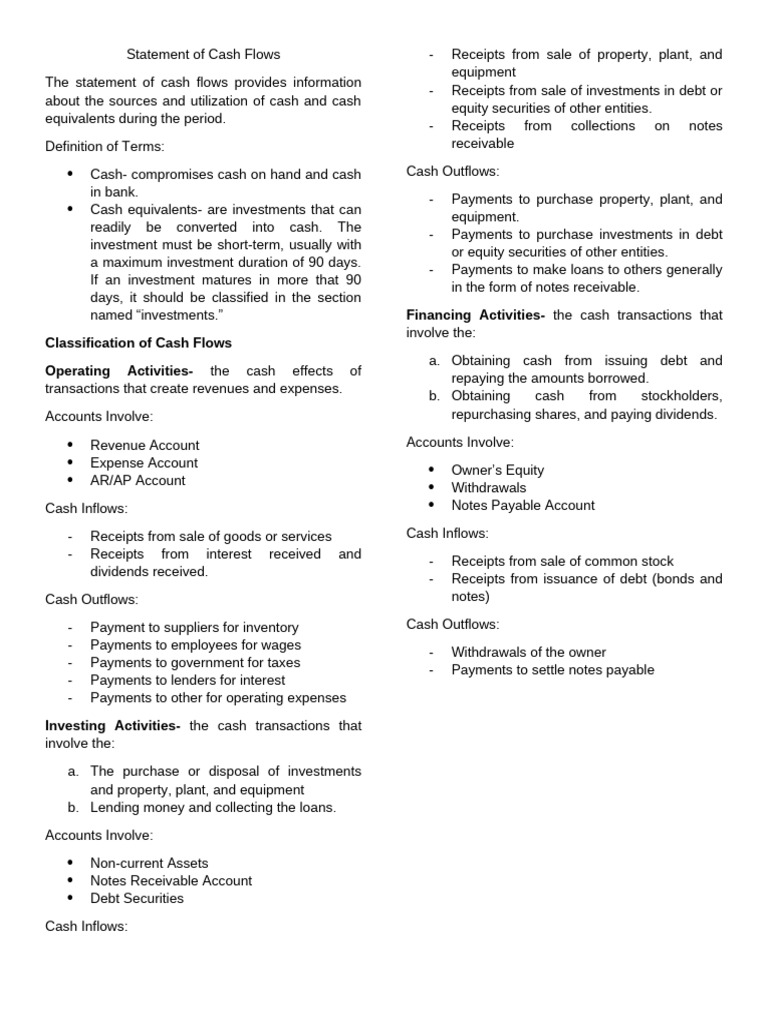 Statement of Cash Flows | PDF | Debt | Equity (Finance)