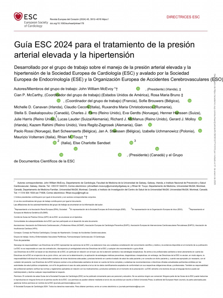 ESC MANEJO HTAc (1)-1 | PDF | Hipertensión | Enfermedades cardiovasculares