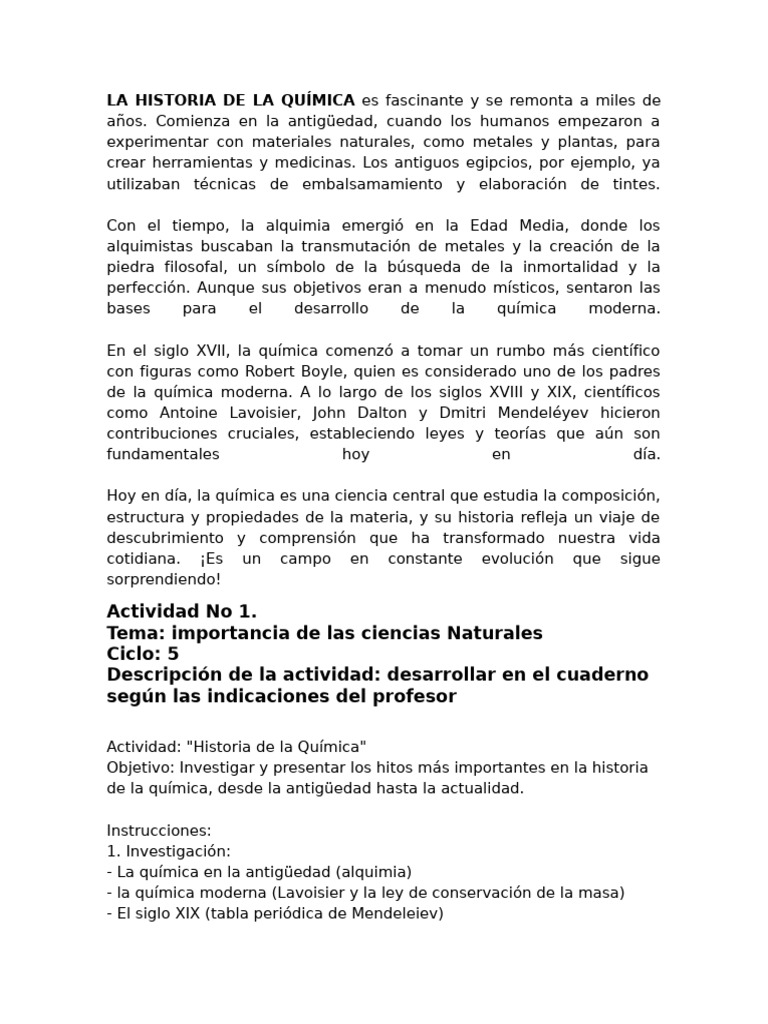 Historia de la Química: Hitos Clave | PDF