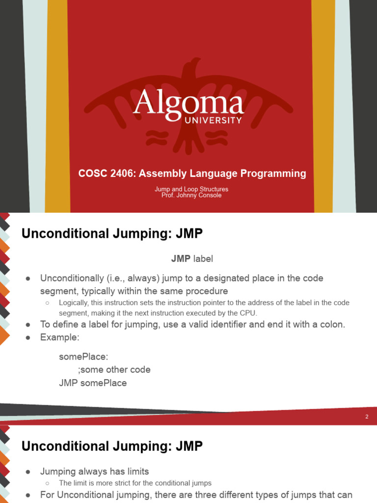 Lesson 6 Jump And Loop Structures Pdf Control Flow Computer Engineering