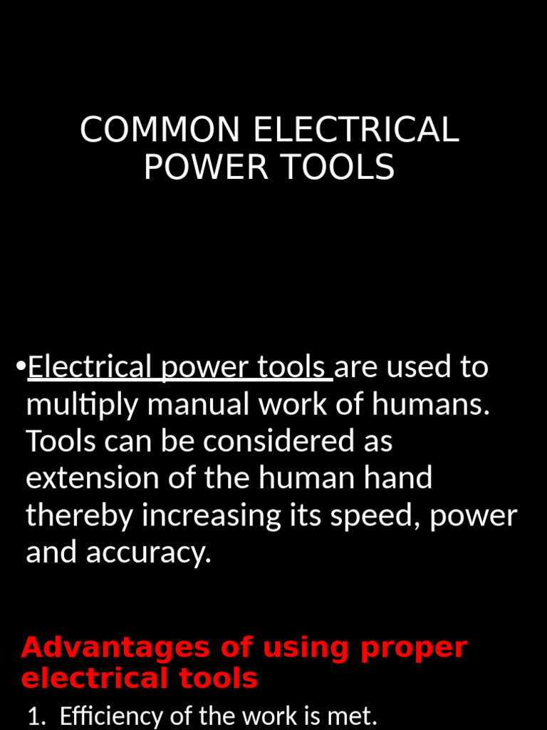 Common Electrical Power Tools | PDF
