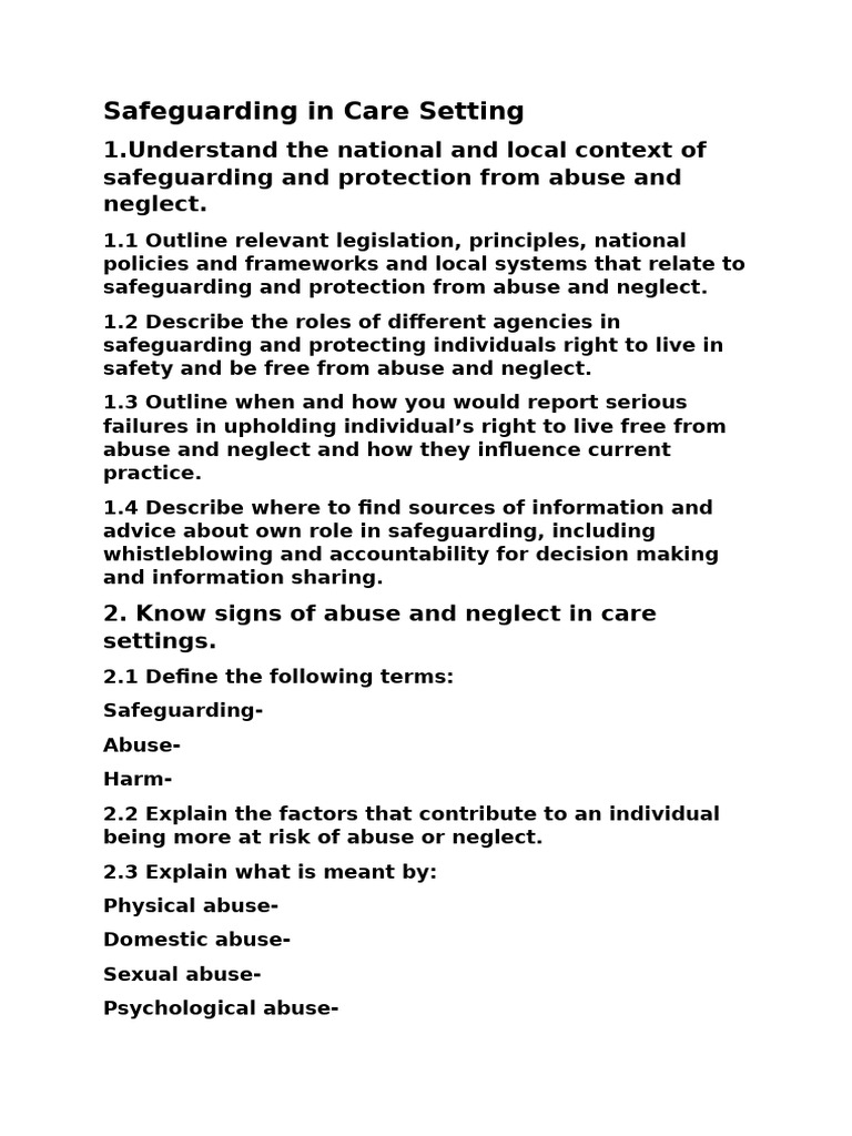Safeguarding in Care Settings Guide | PDF | Child Abuse | Risk