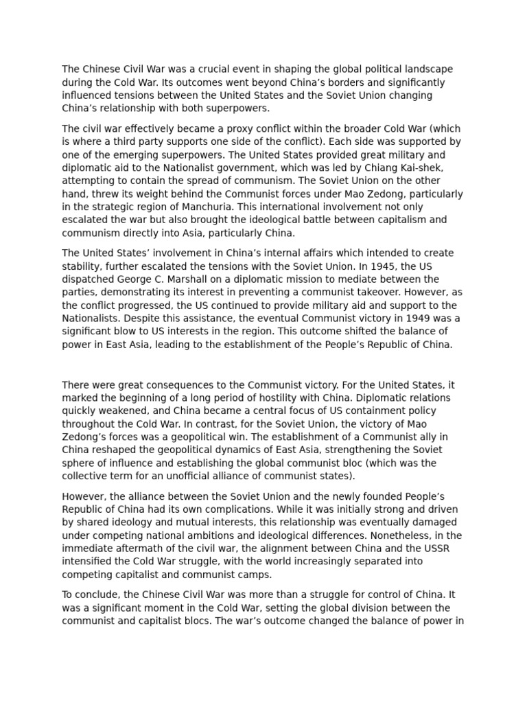 Chinese Civil War's Cold War Impact | PDF | Chinese Civil War | Cold War