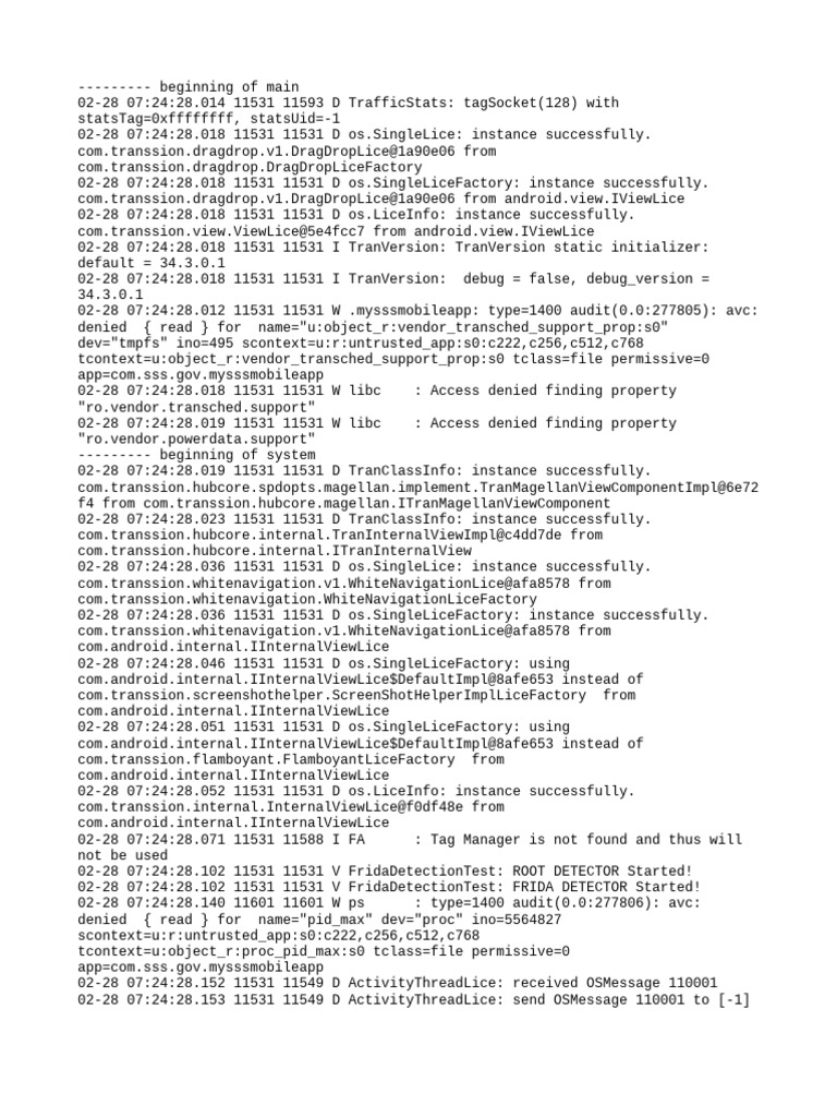 Log Analysis of SSS Mobile App | PDF | Operating System Families | Software Engineering