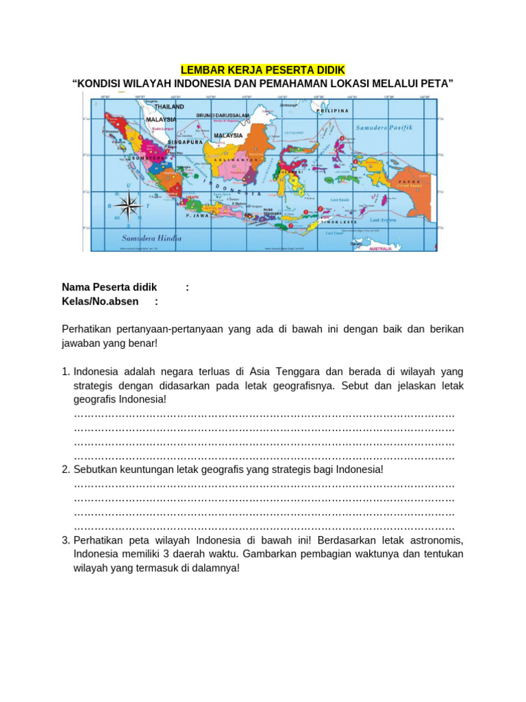 Lembar Kerja Peserta Didik Topik Pemahaman Lokasi Melalui Peta | PDF