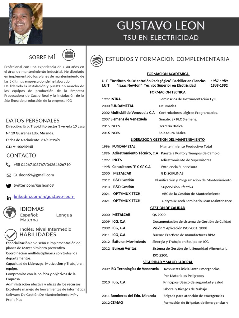 CV Gustavo Leon 2024 | PDF | Software