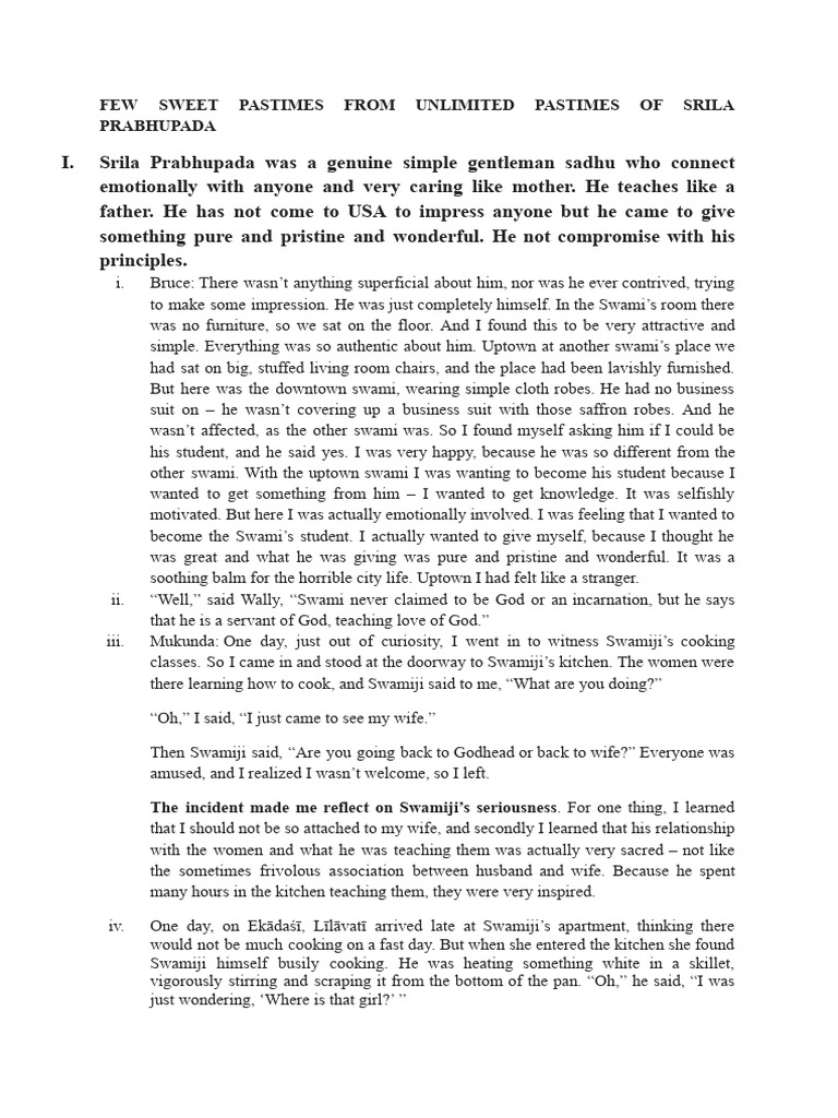 Few Pastimes of Srila Prabhupada in Lilamrta | PDF | Krishna | Hinduism