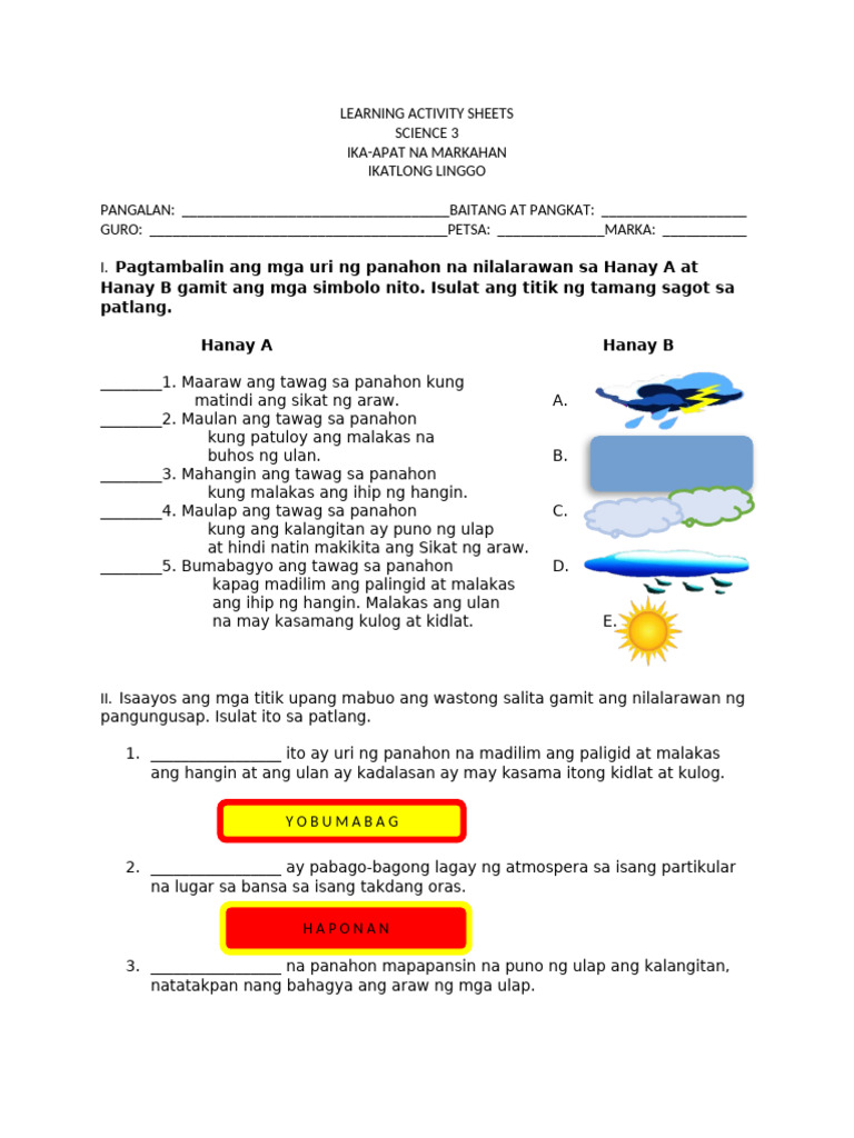 Science 3 q4 w3 Learning Activity Sheets | PDF