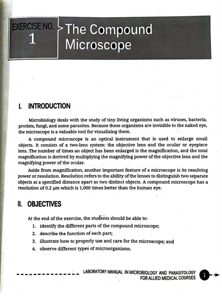Lesson 1 and Exercise 1 MicroPara | PDF | Glass Applications | Equipment