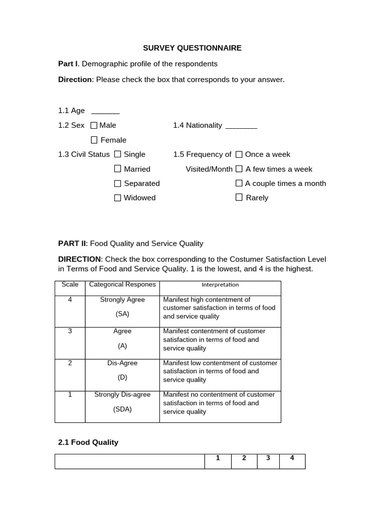 SURVEY QUESTION-WPS Office.1739430792571 | PDF | Restaurants