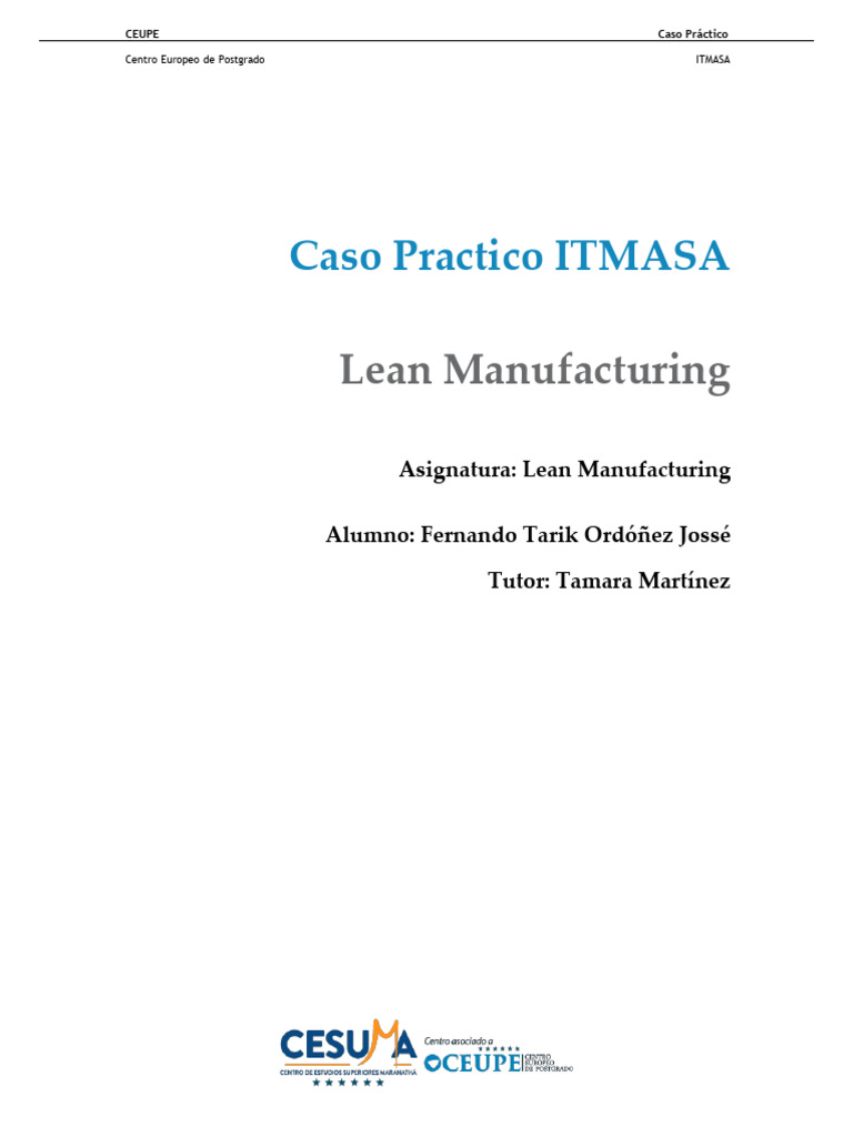 Caso PR Ctico 11 PDF | PDF | Lean Manufacturing
