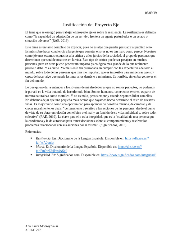 Justificación Del Proyecto Eje | PDF | Resiliencia psicológica | Vida