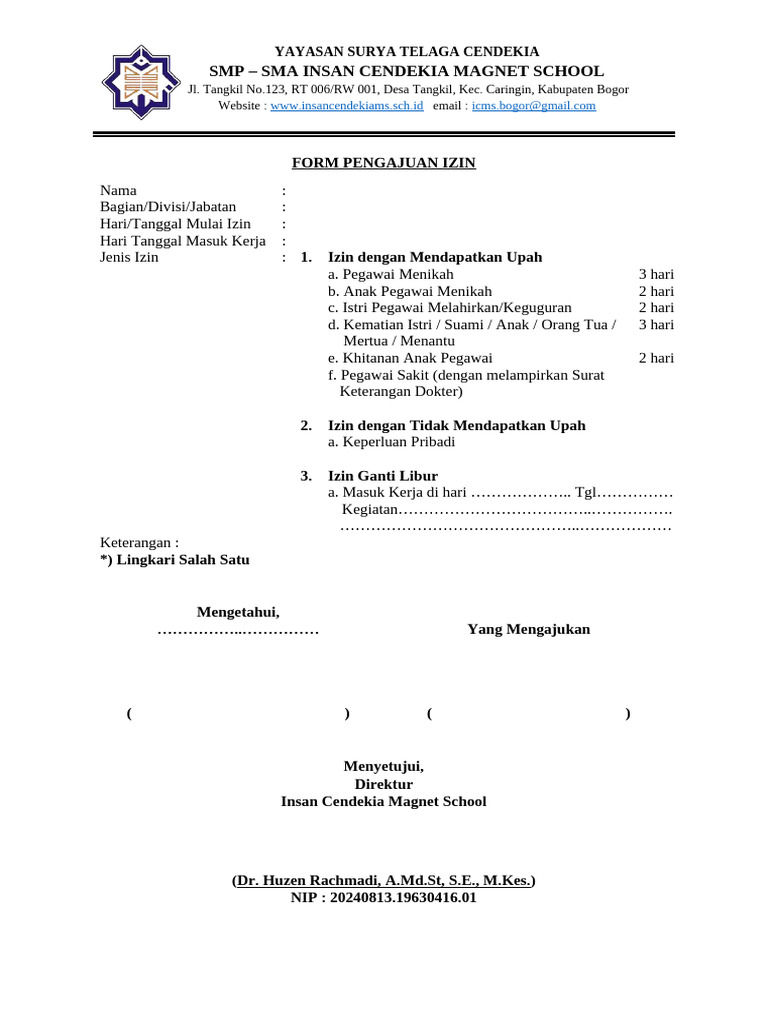 Form Pengajuan Izin Update | PDF