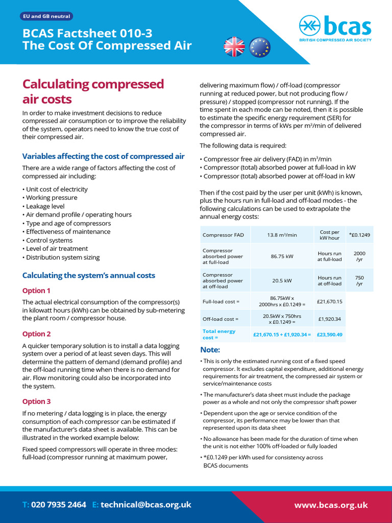 Compressed Air Cost Calculation Guide | PDF | Power (Physics ...