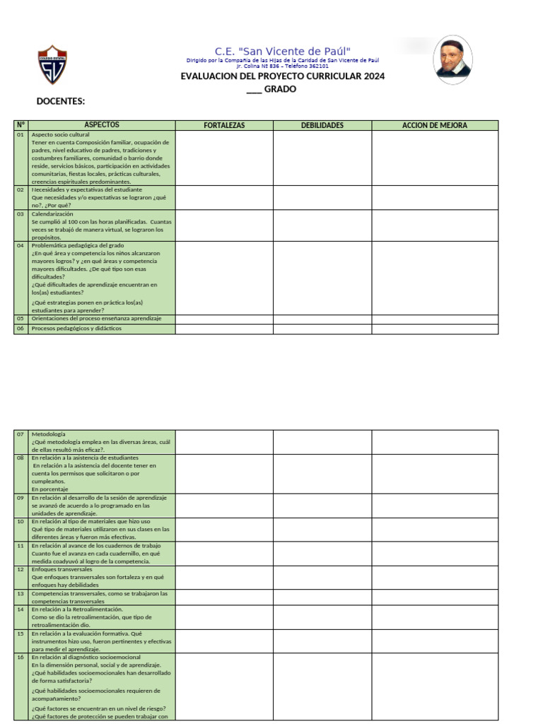 FORMATO DE EVALUACION PCI | PDF | Evaluación | Aprendizaje