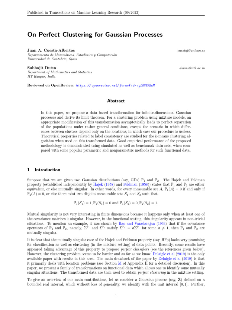 1336 on Perfect Clustering For | PDF | Cluster Analysis | Normal Distribution