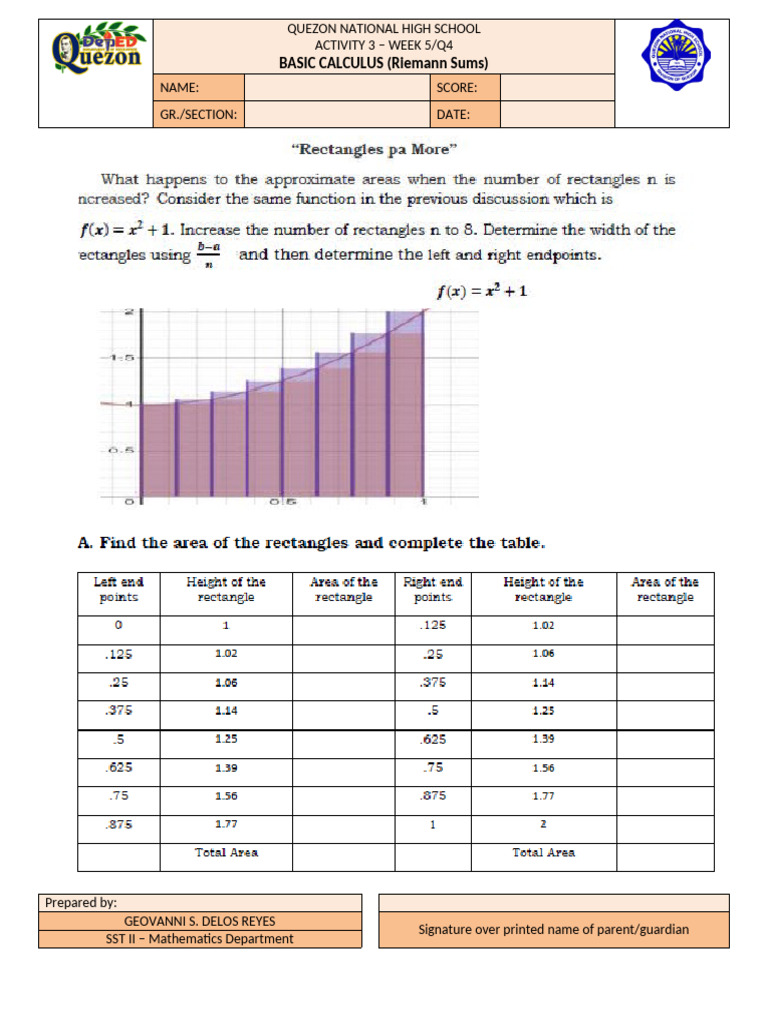 Activity 3 - WK 5 - Riemann Sums | PDF