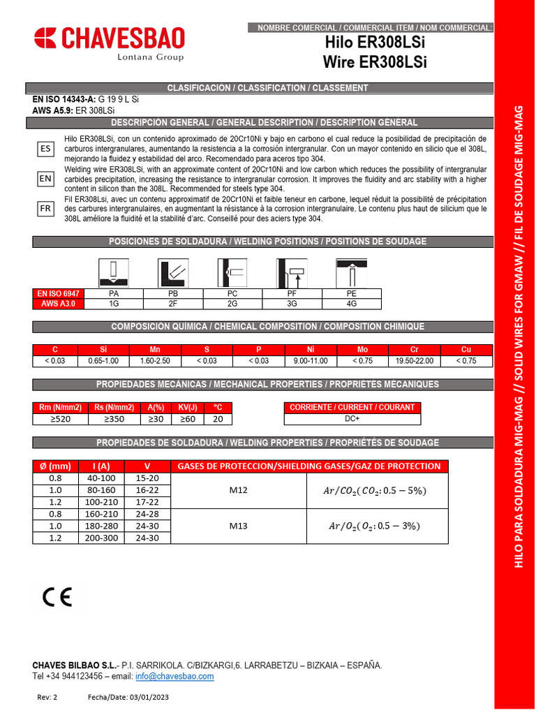 Hilo de Soldadura ER308LSi para Acero | PDF | Rieles | Átomos