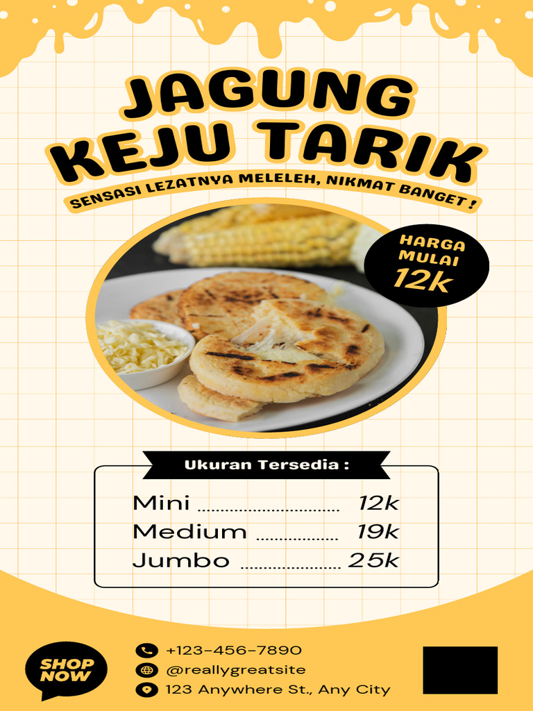 Kuning Krem Simpel Menarik Promosi Makanan Jagung Keju Tarik Spanduk | PDF
