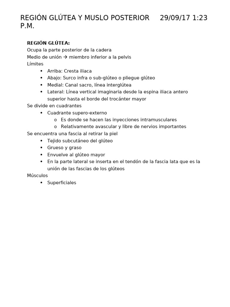 Región Glútea y Muslo Posterior | PDF | Tejido suave | Anatomía del ...