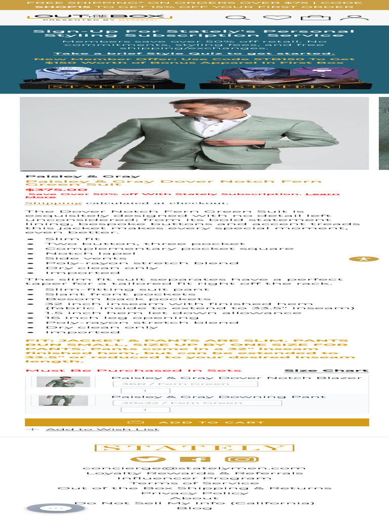 Fern Green Suit with Subscription Savings | PDF
