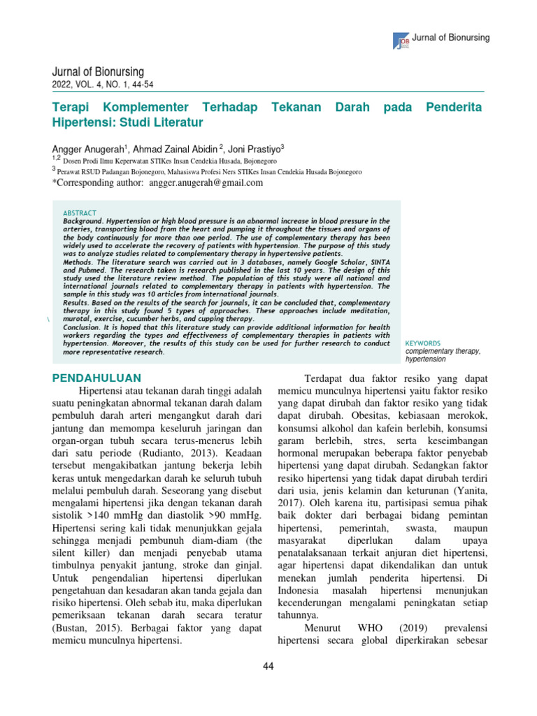 Terapi Komplementer untuk Hipertensi | PDF