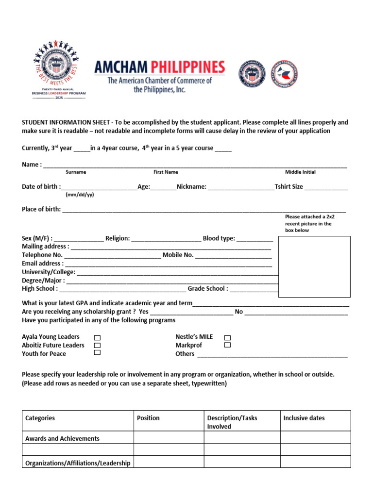BLP 2025 Application Forms F | PDF