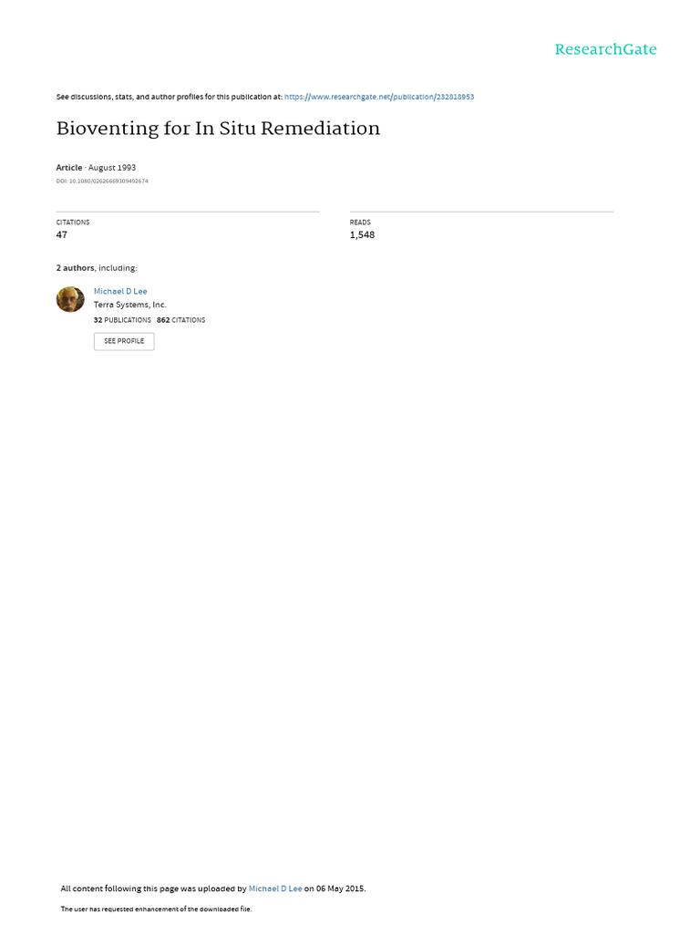 Bioventing For in Situ Remediation | PDF | Soil | Environmental Remediation