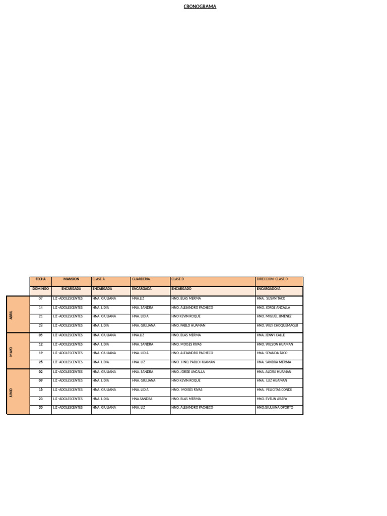 Crono Actualizado Abril | PDF