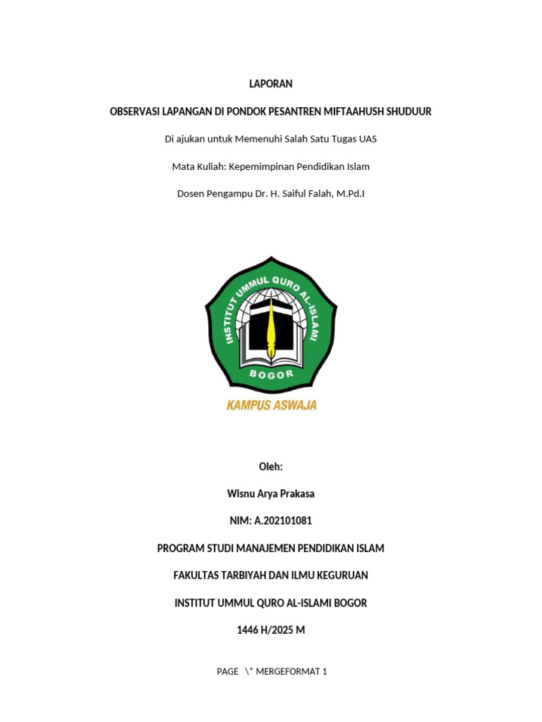 LAPORAN OBSERVASI Wisnu | PDF