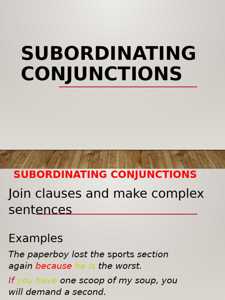 Subordinating Conjunctions | PDF