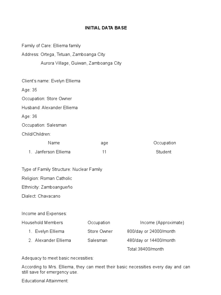 Initial Data Base | PDF
