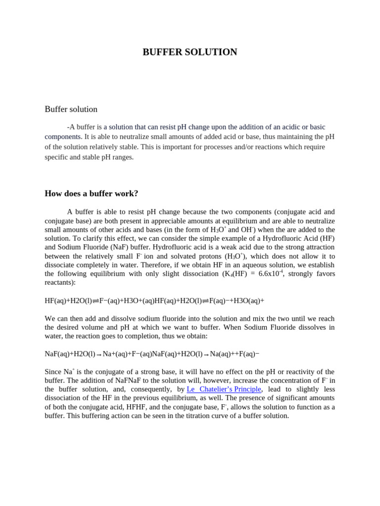 Understanding Buffer Solutions | PDF | Buffer Solution | Acid