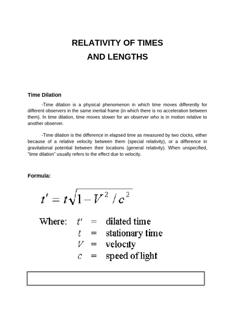 Time Dilation and Length Contraction | PDF | Special Relativity | Motion (Physics)