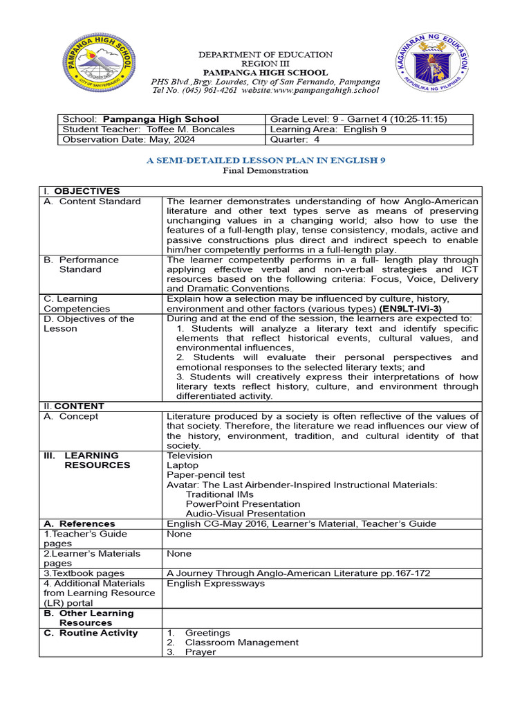 Final Teaching Demonstration Lesson Plan Toffee Boncales 3 | PDF | Learning