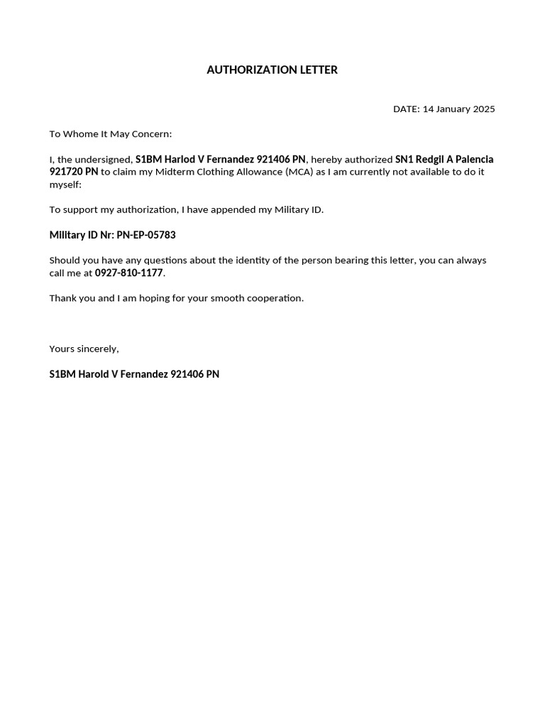 Authorization Letter | PDF