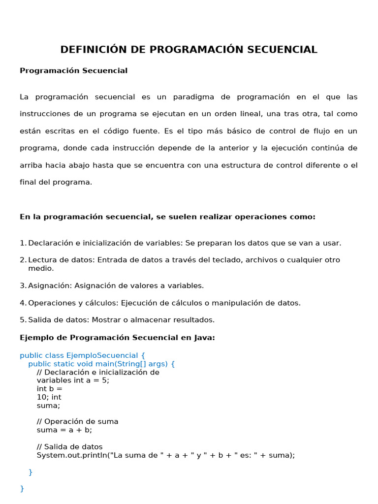 Que es la programacion secuencial | PDF
