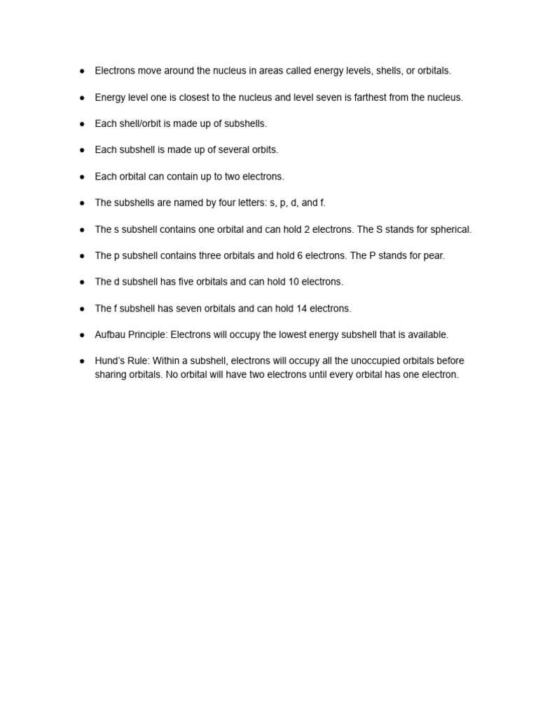 Electron Energy Levels and Subshells | PDF